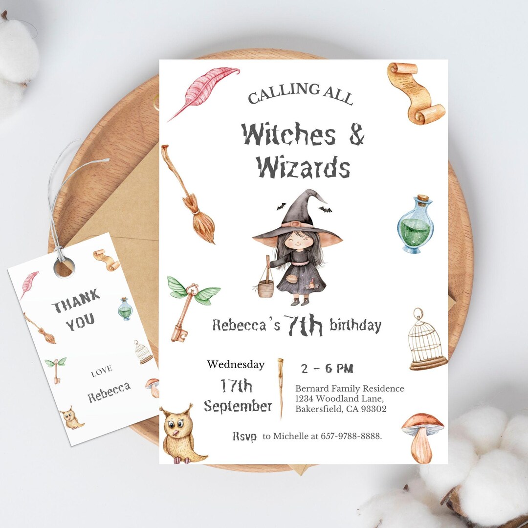 Halloween Witch Birthday Invitation , Witches & Wizards Bday Party ...