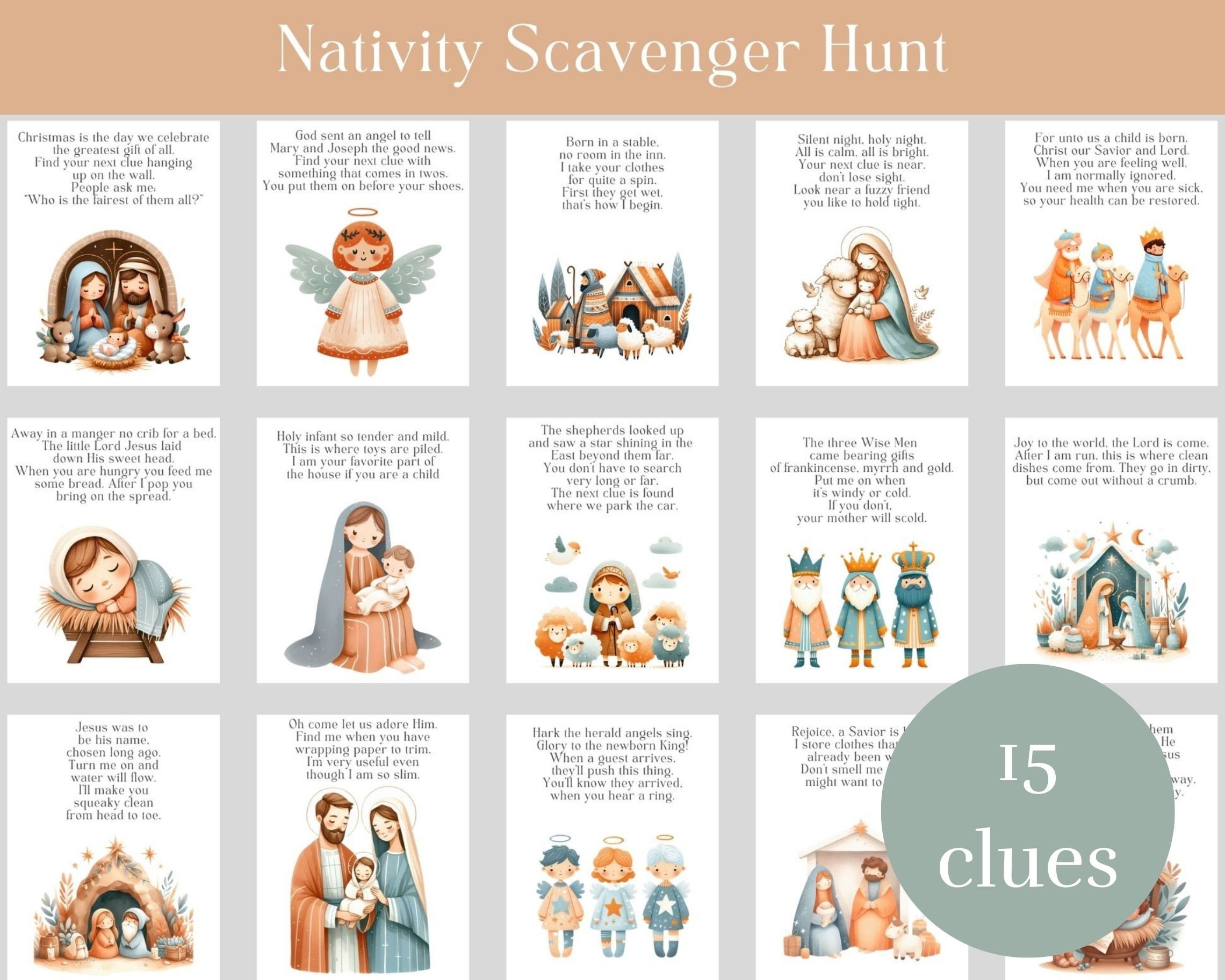 Christmas Scavenger Hunt Nativity, Instant Download, Fun & Easy Indoor ...