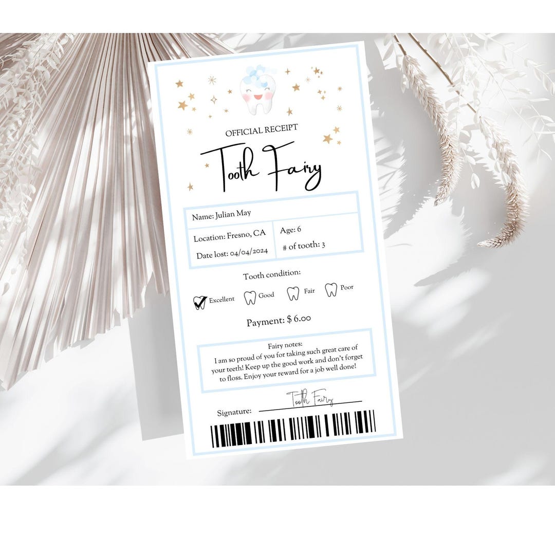 Tooth Fairy Letter Canva, Editable Tooth Fairy Receipt, Note Template ...