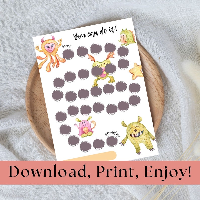 Cute Monsters You Can Do It Reward Chart, Printable Behavior, Pink ...