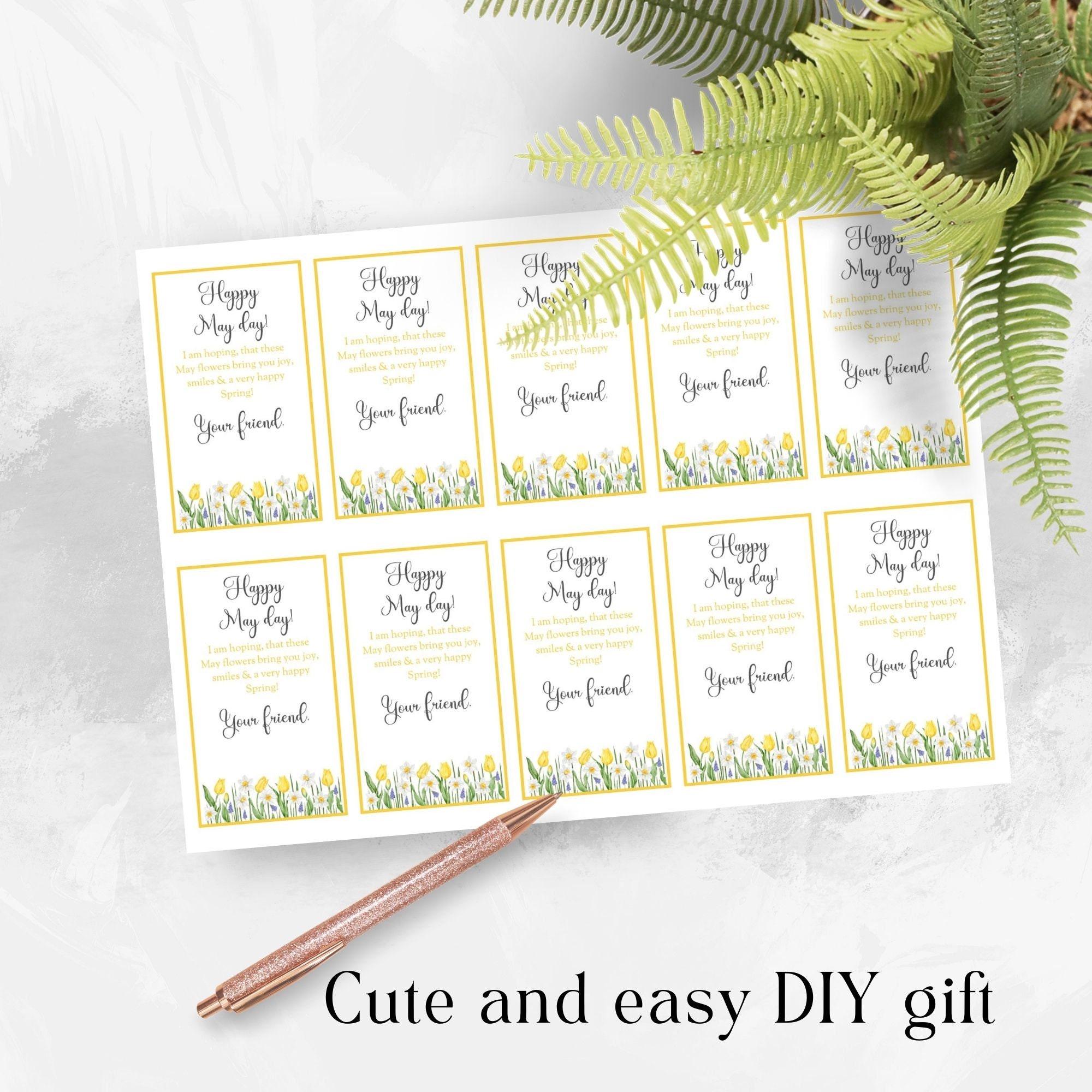 Printable May Day Cards for Kids, Flower Cutouts, Coloring, Spring ...