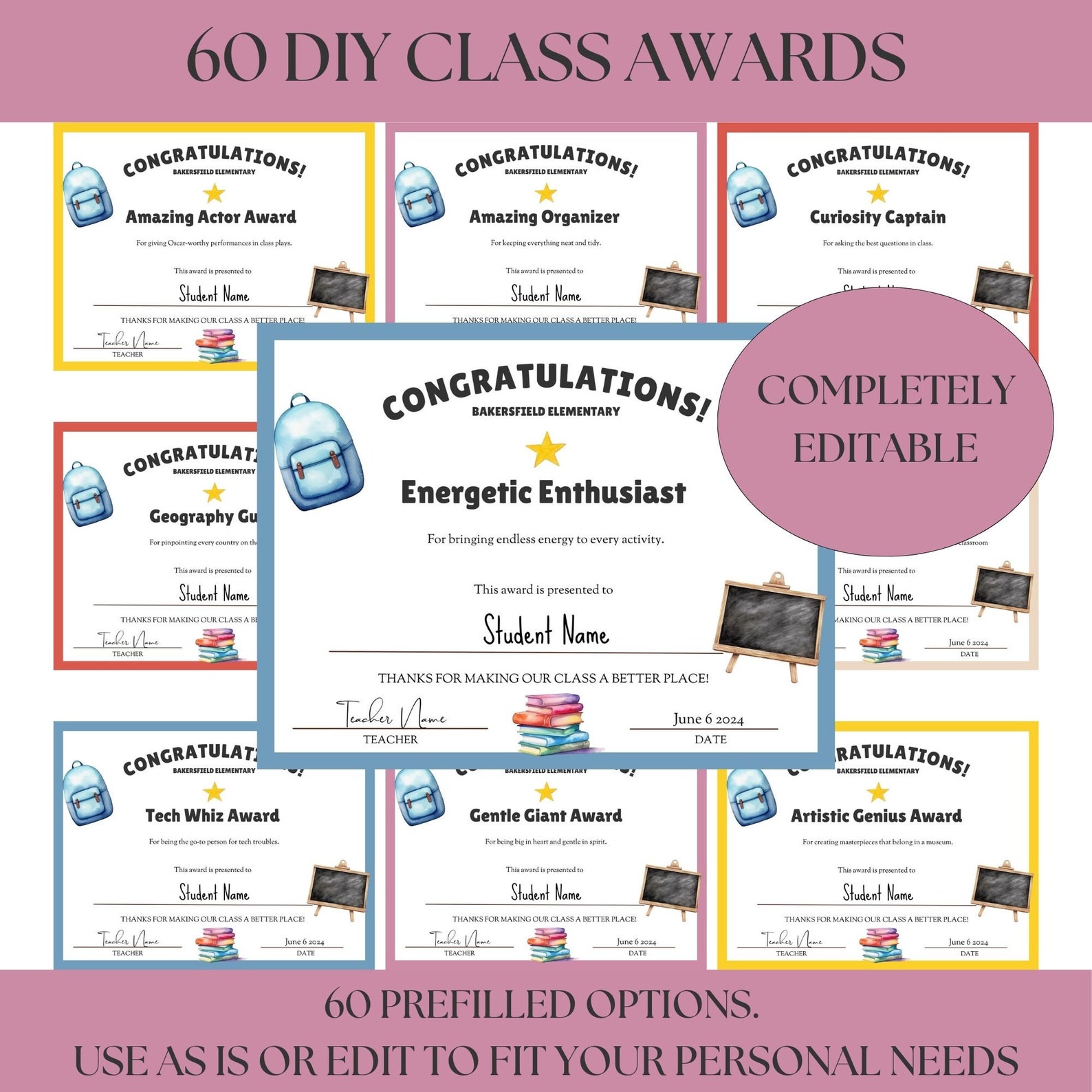 Classroom Awards Certificate, End of School Year Achievement, Students ...