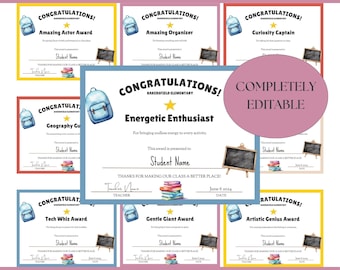 130 Funny Editable Teacher Awards Certificates, Canva Template, Funny ...