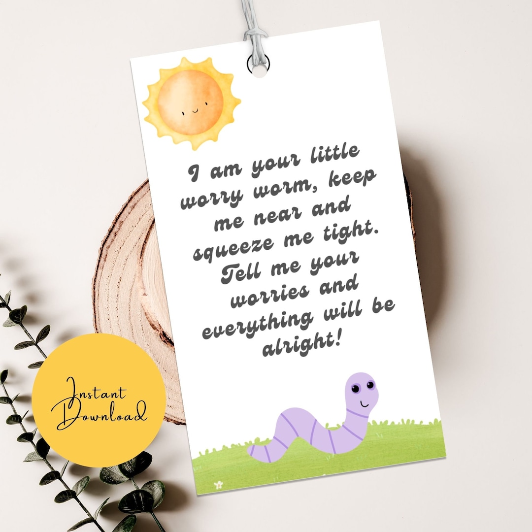 Printable Tag Worry Worm, Cards for Crochet Worms, Loom Worms, the ...