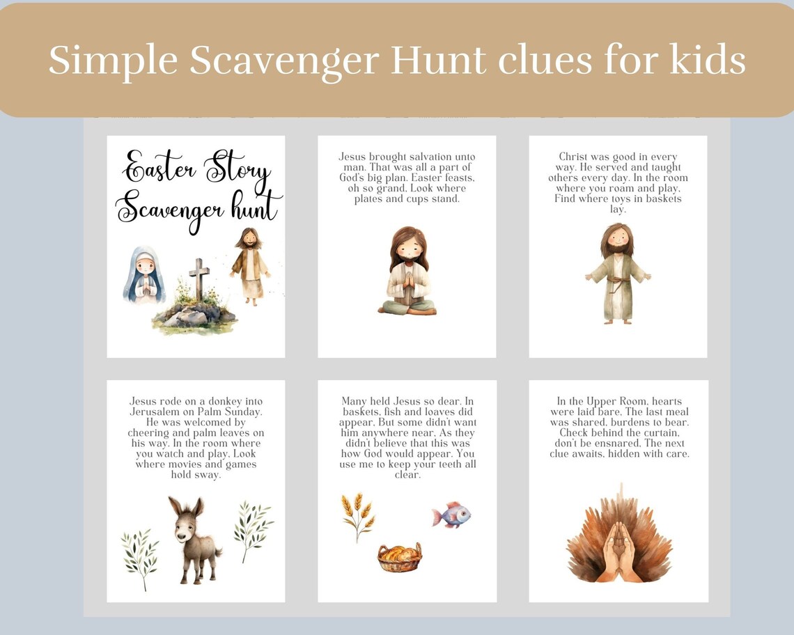 Christian Easter Story Scavenger Hunt: Bible Clues (PDF) - Etsy