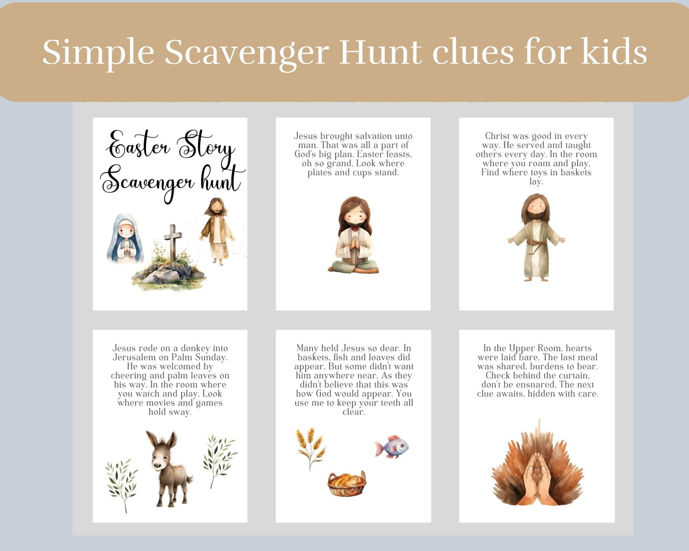 Christian Easter Story Scavenger Hunt, Christ & Bible Indoor Activity ...
