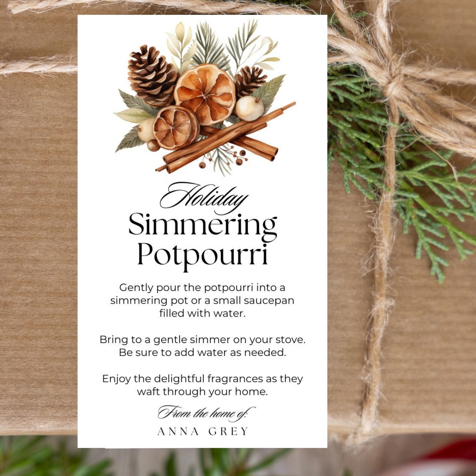 Christmas Potpourri Printable Gift Tag, Editable Label (digital ...