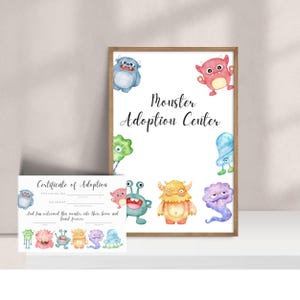 Adopt a Monster Sign & Certificate: Halloween Birthday Party Game (PDF ...