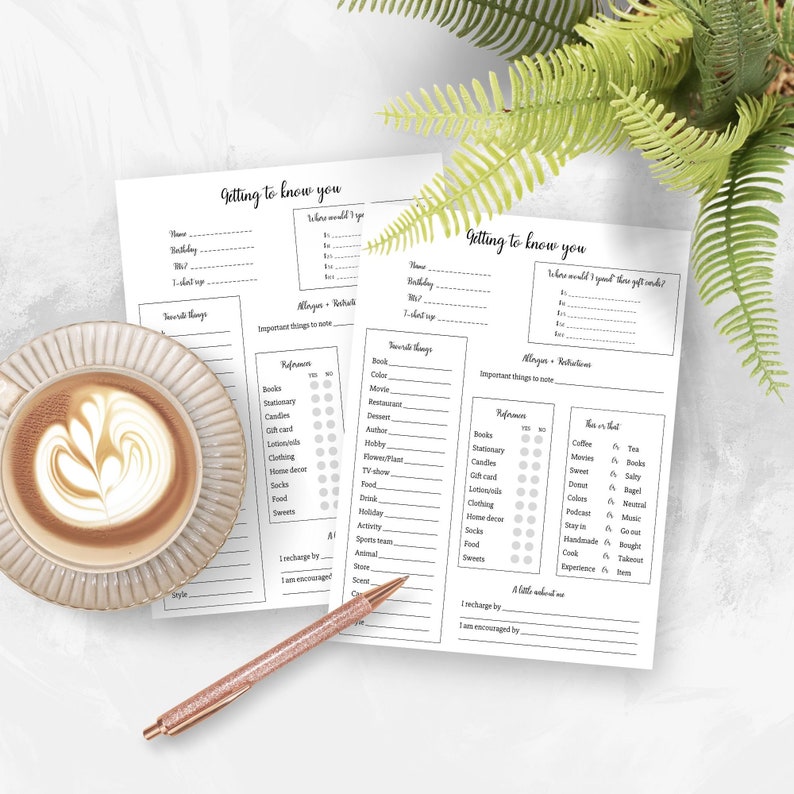 Editable My Favorite Things List: Employee & Coworker Gift (digital ...