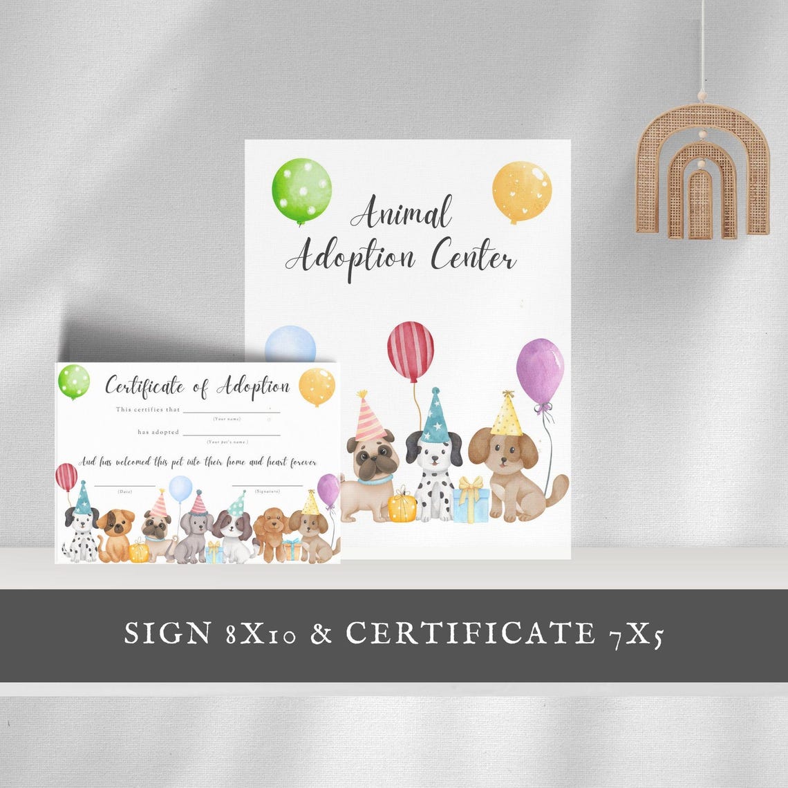 Adopt a Puppy Sign and Certificate: Dog Birthday Party (PDF) - Etsy