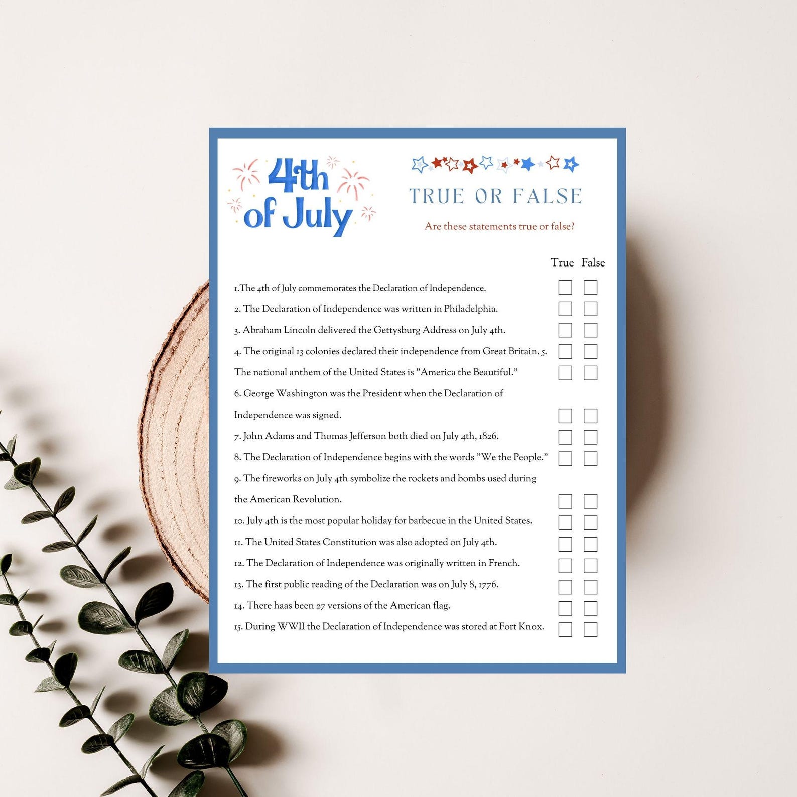 4th of July Trivia Game: USA History, Fun for All Ages (PDF ...