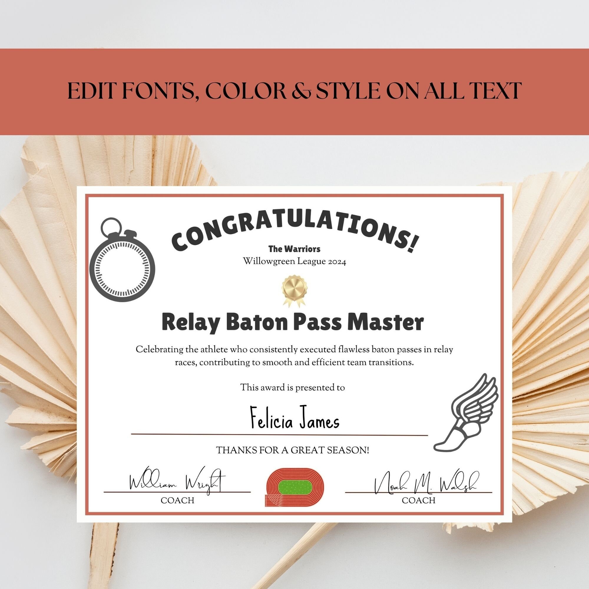 Track and Field Award Certificate, Ceremony, Athlete Sports Certificate ...