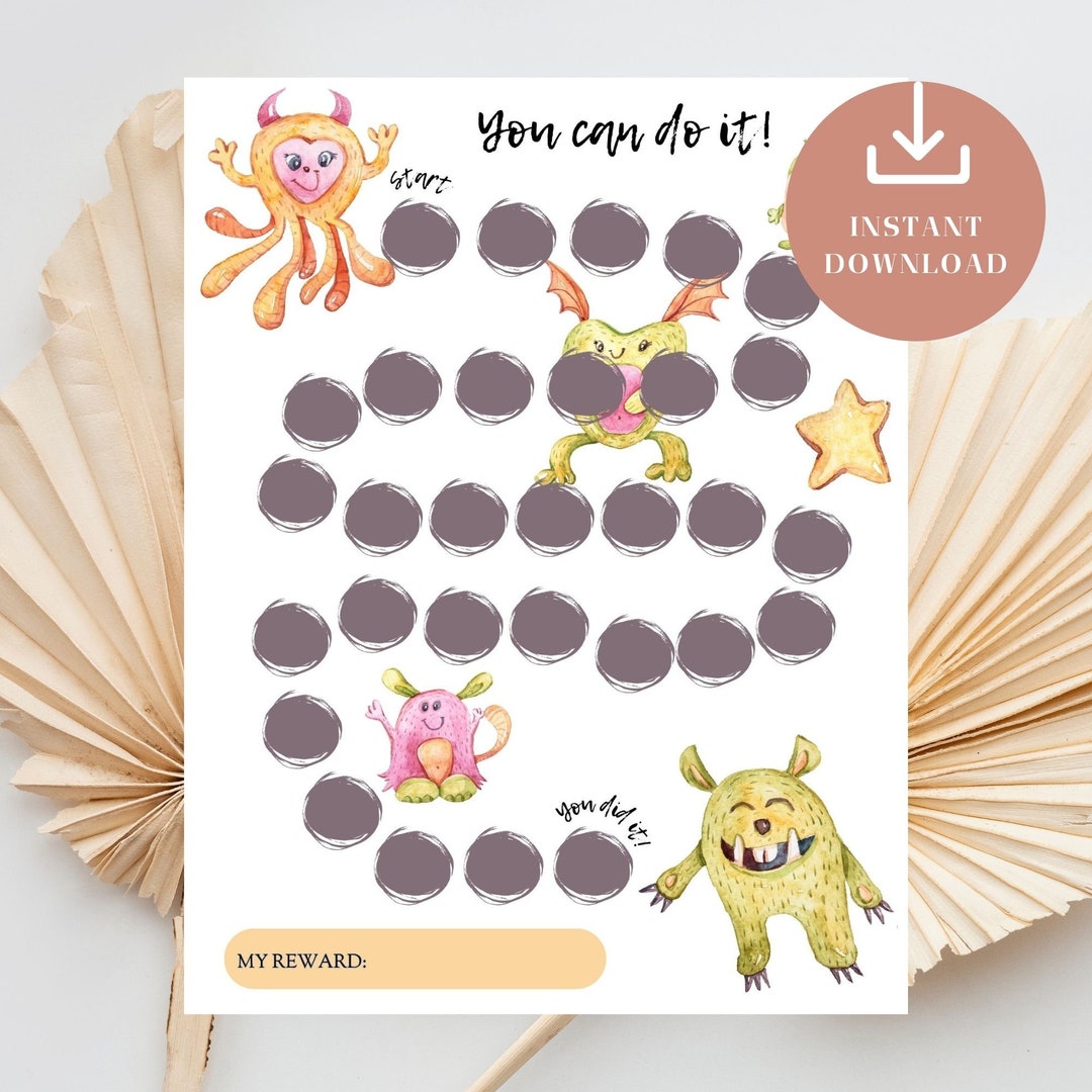 Cute Monsters You Can Do It Reward Chart, Printable Behavior, Pink ...