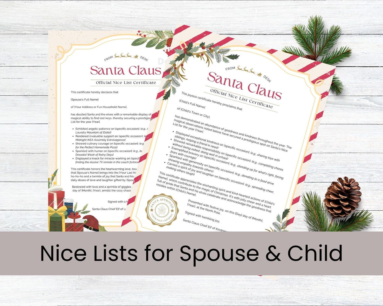 EDITABLE BUNDLE Approved Letter From Santa Envelope File + Nice List ...