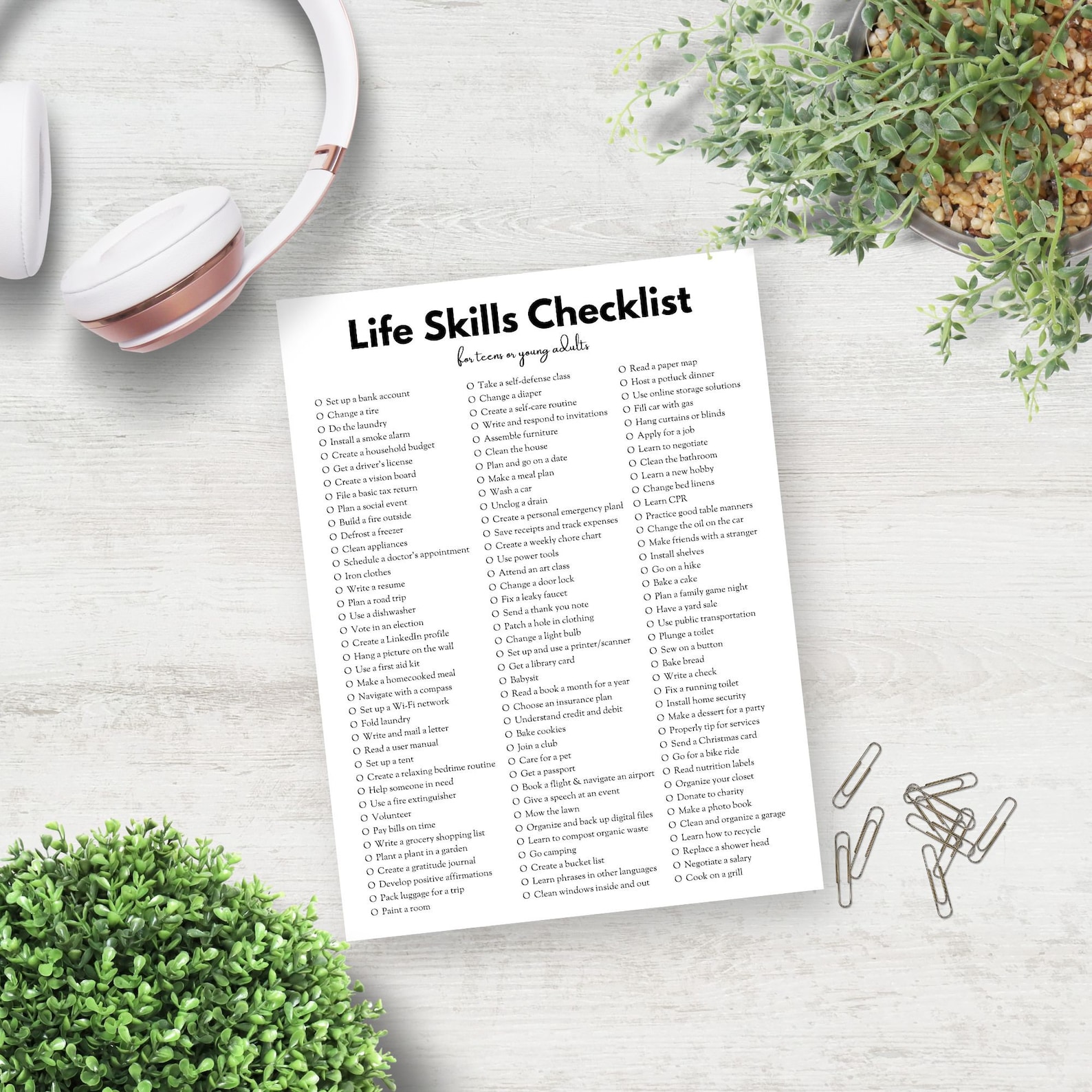 Life Skills Checklist for Teens & Young Adults, Youth Readiness, Tracker, Bucket List ...