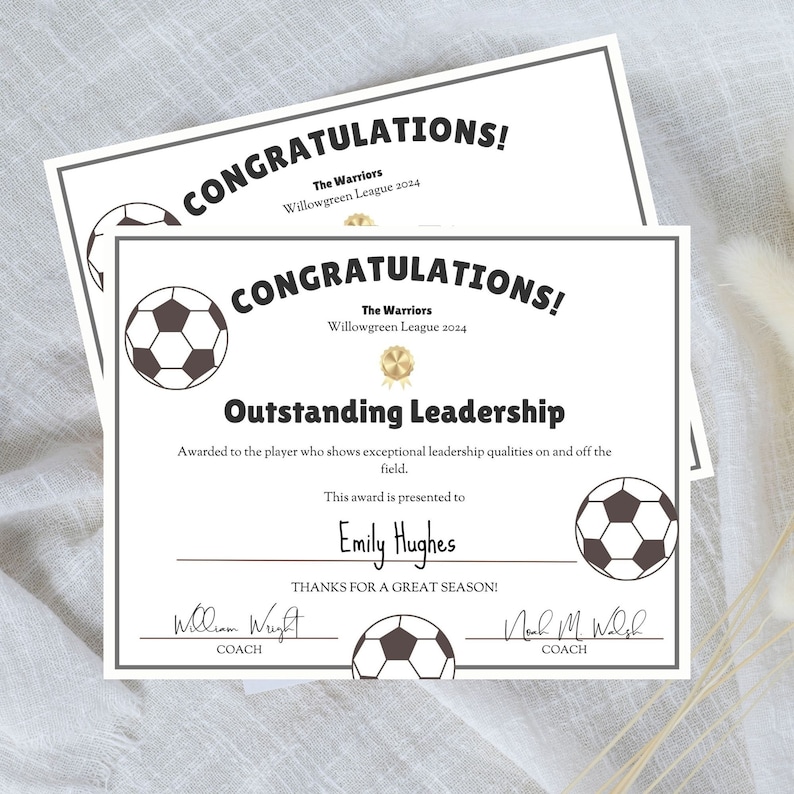 Editable Soccer Award Certificates: Team Party Printables (canva ...