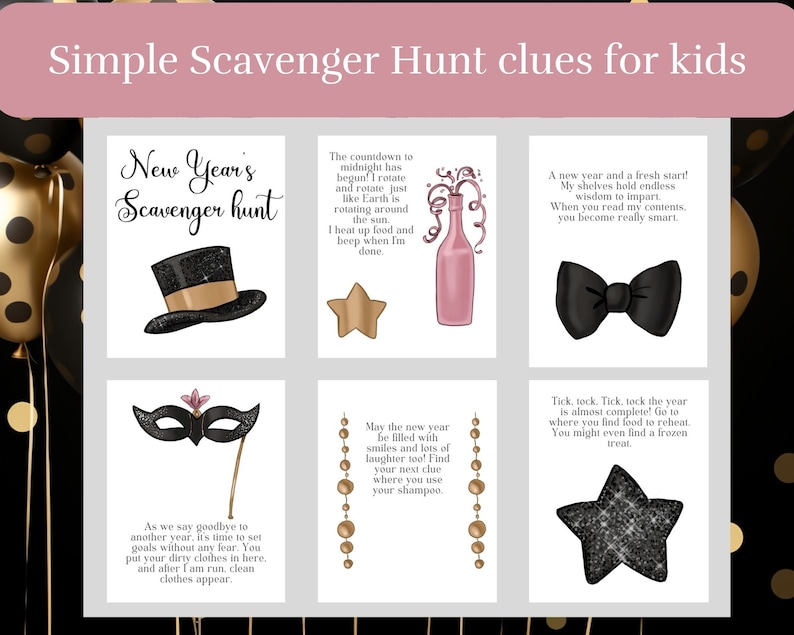 New Year's Eve Scavenger Hunt for Kids: Treasure Hunt Game (digital ...
