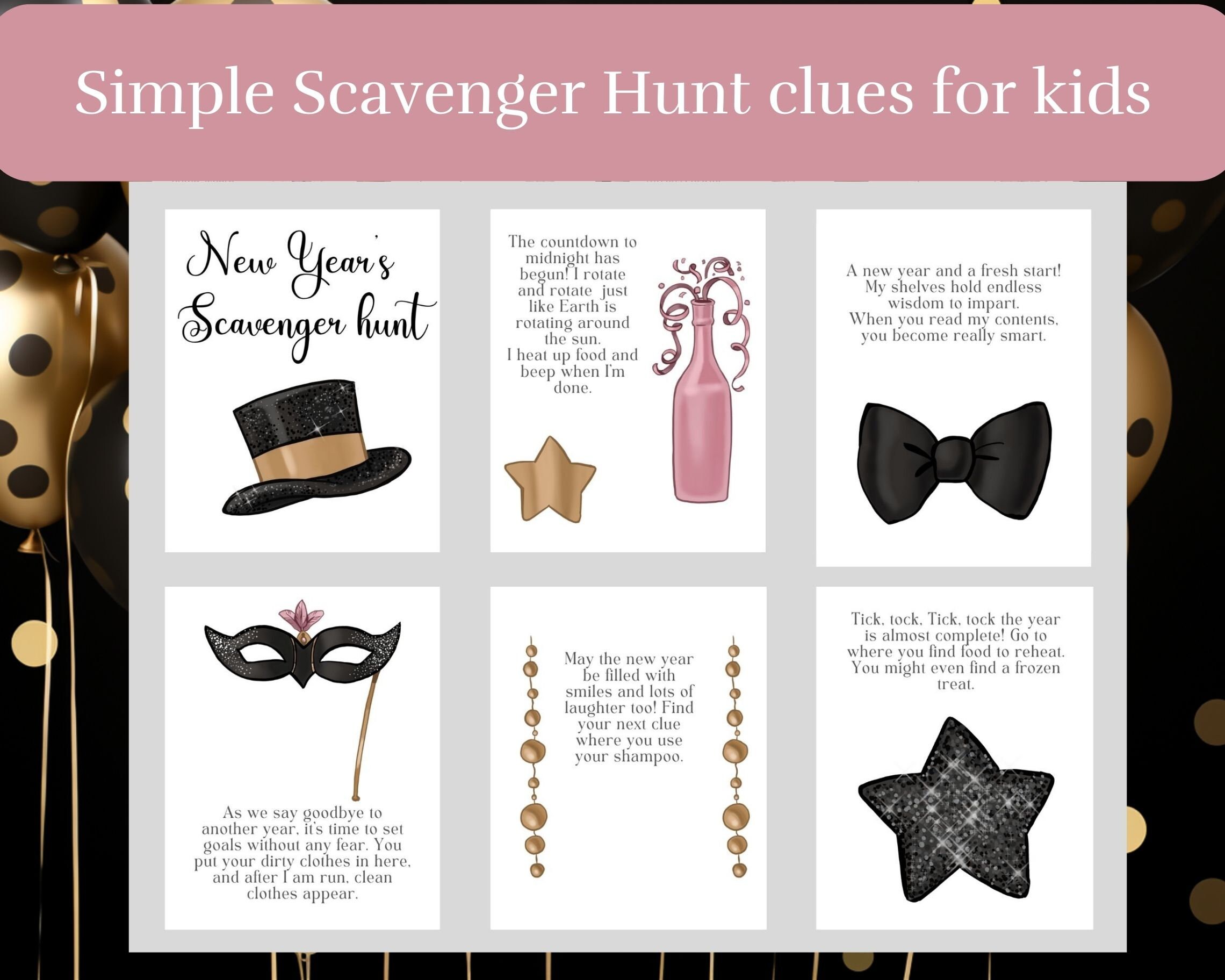 New Year's Eve Scavenger Hunt for Kids: Treasure Hunt Game (digital ...