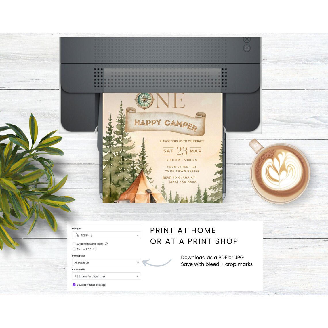 Editable One Happy Camper 1st Birthday Invitation (canva Template) - Etsy