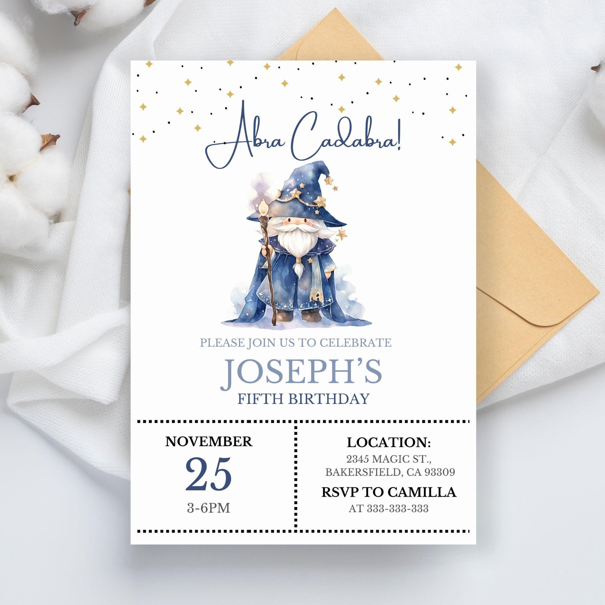 Wizard Birthday Invitation: Editable Magic Show Party (digital Download ...