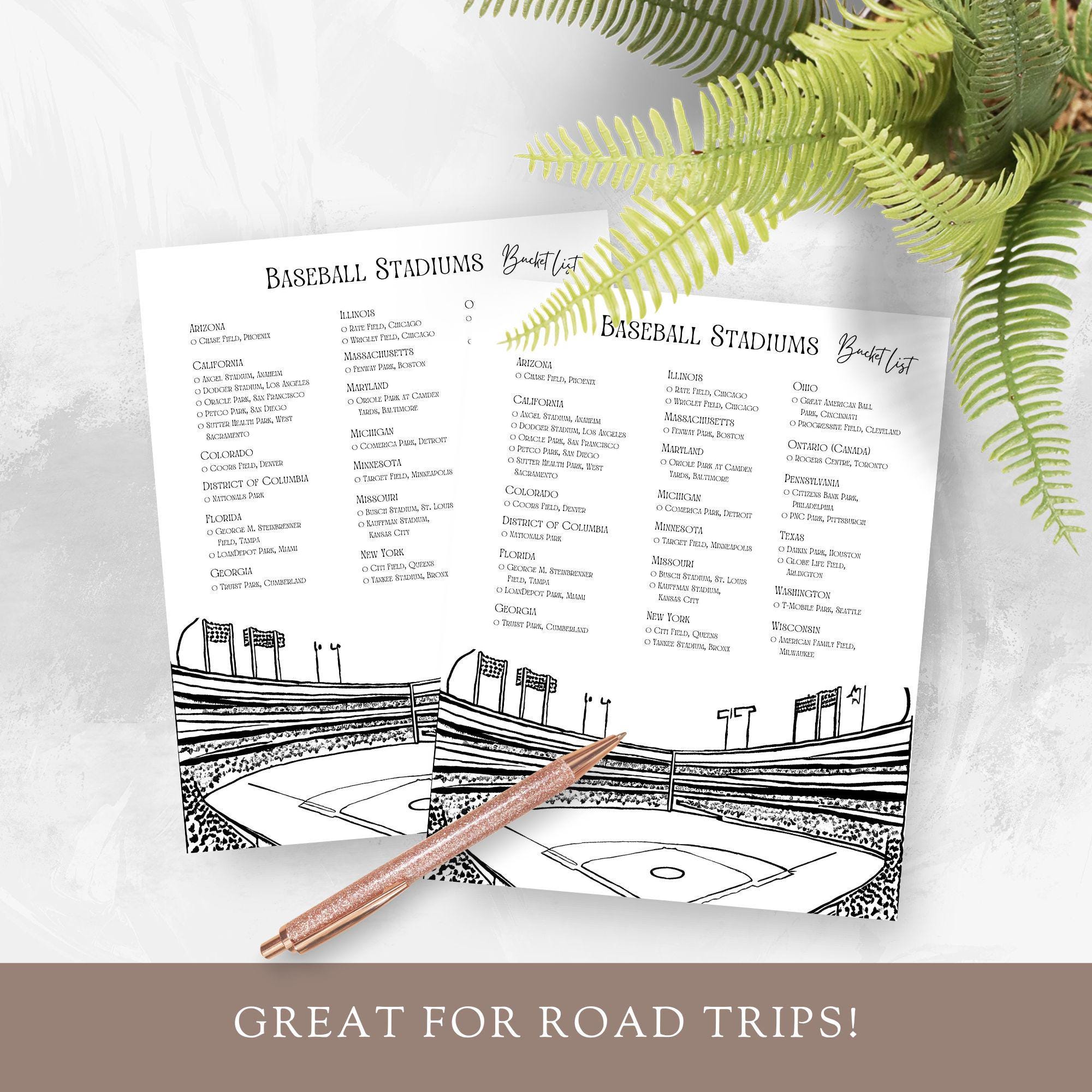 US Baseball Stadiums Bucket List: Travel Checklist (PDF) - Etsy