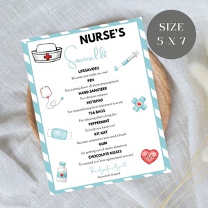 Nurse Survival Kit Printable: Editable Gift Basket Template (PDF) - Etsy