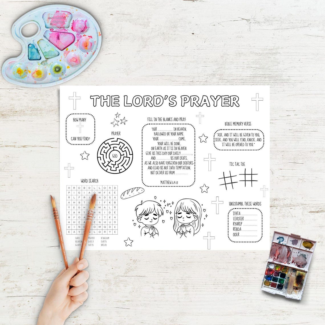 Lord's Prayer Activity Sheet: Sunday School Bible Lesson (PDF) - Etsy