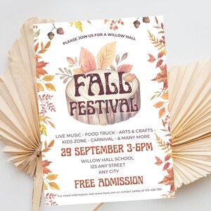 Editable Fall Harvest Festival Flyer: Autumn Thanksgiving Invite ...