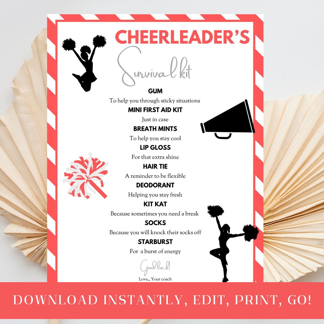 Dance Survival Kit Printable, Cheerleader Gifts, Cheer Team Gifts ...