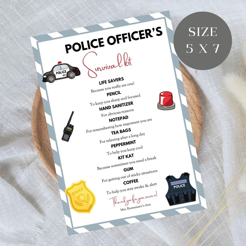 Police Officer Survival Kit Tag: First Responder Gift (PDF) - Etsy
