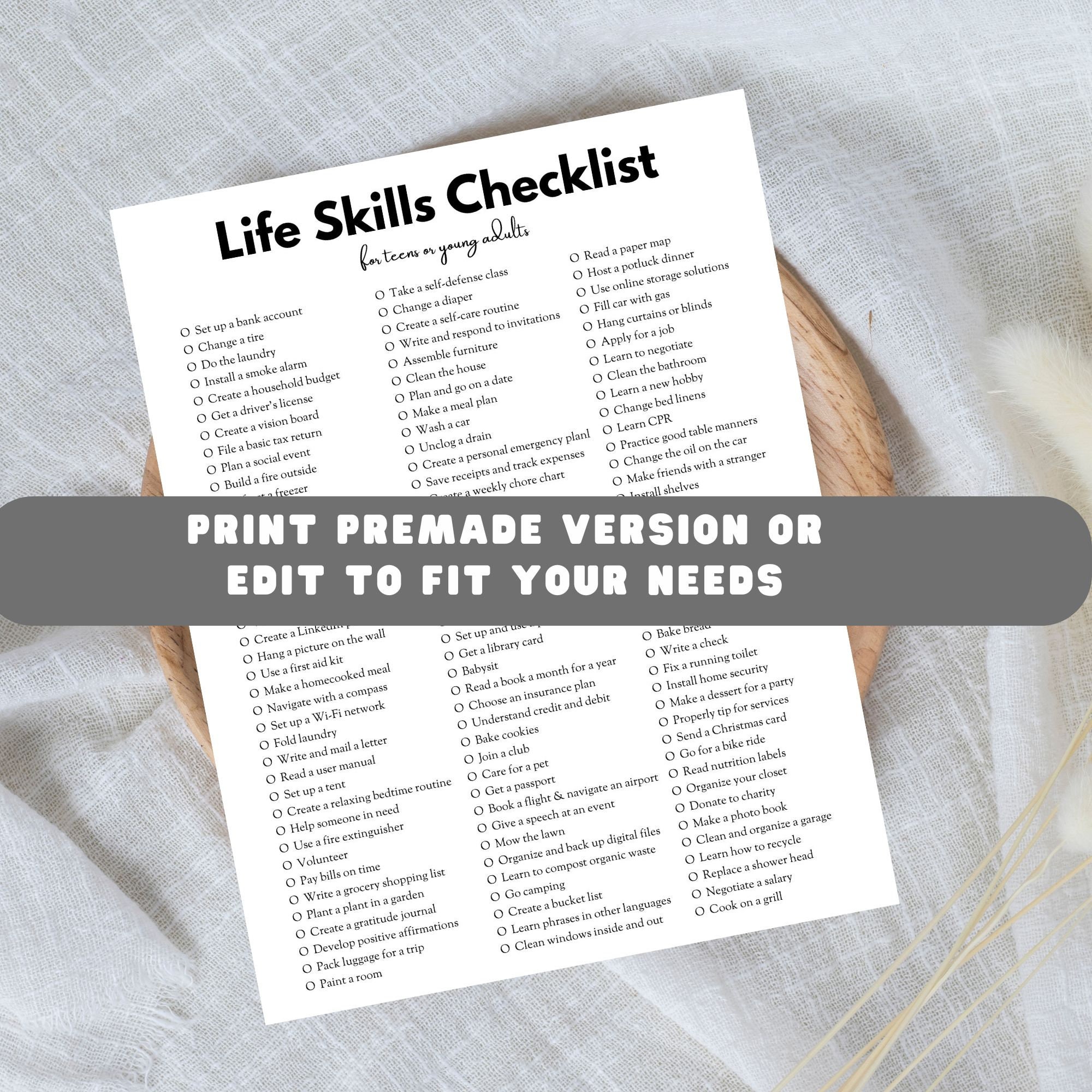 Life Skills Checklist for Teens & Young Adults, Youth Readiness ...