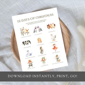 Twelve Days of Christmas Poster: Holiday Wall Art (PDF) - Etsy