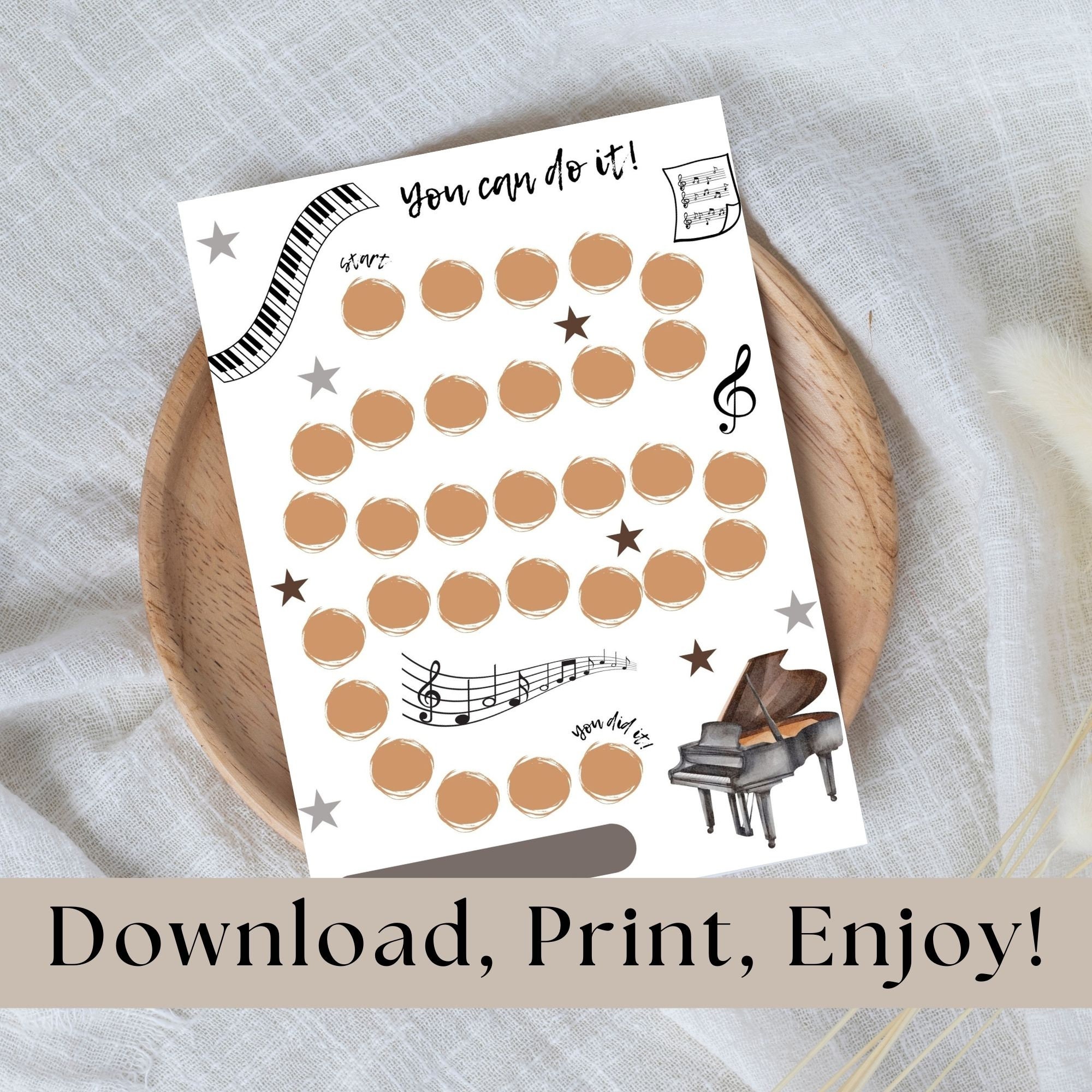 Piano Reward Chart, You Can Do It, Printable Behavior, Children Daily ...