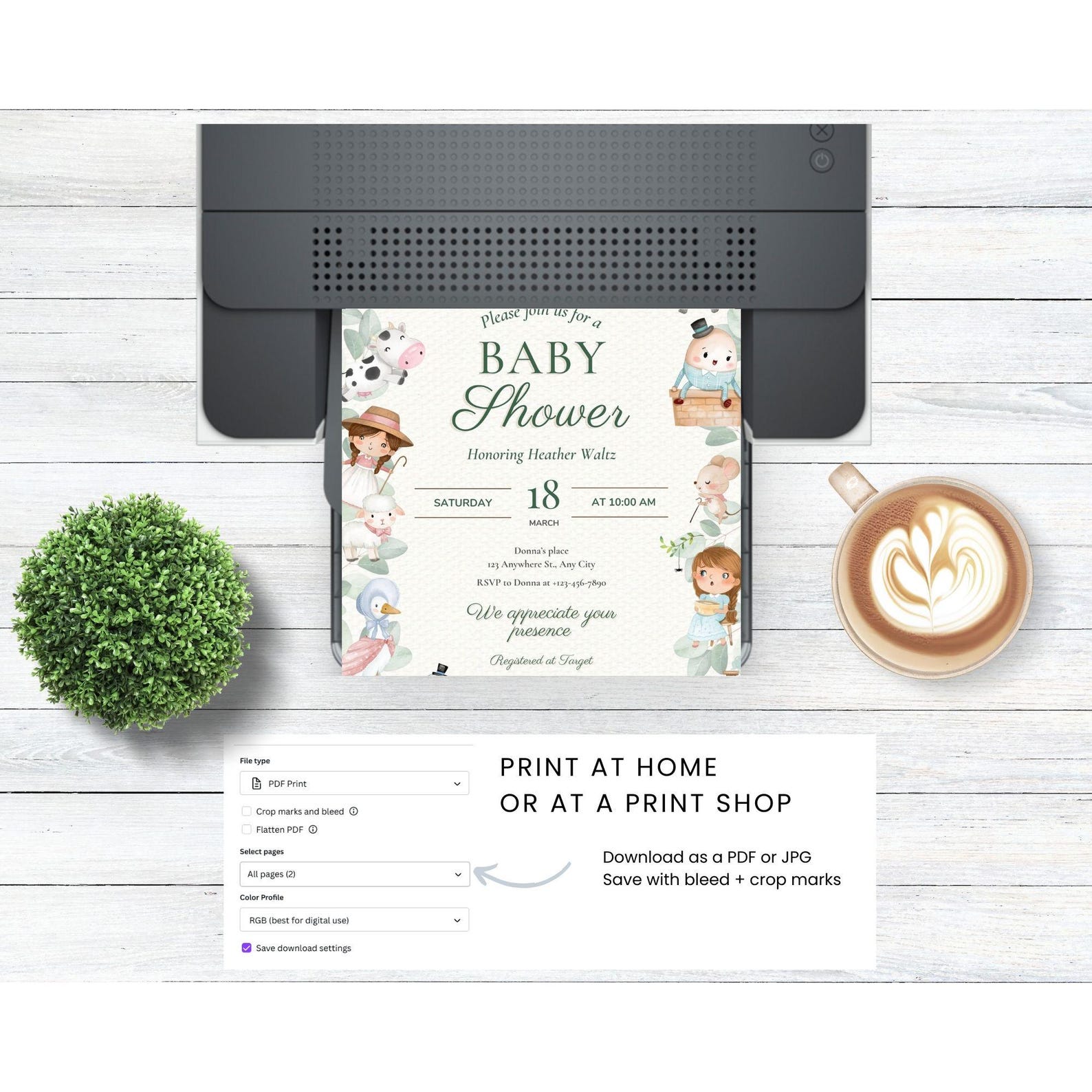 Nursery Rhyme Baby Shower Invitation, Storybook Themed Invite, Editable ...