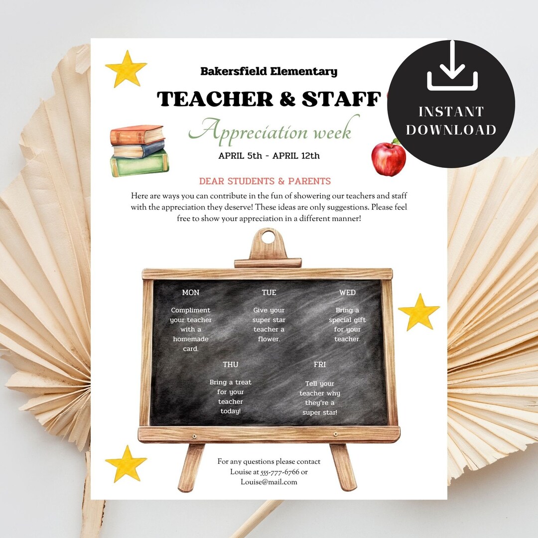 Teacher Appreciation Week Itinerary: Classroom Theme, Editable Canva ...