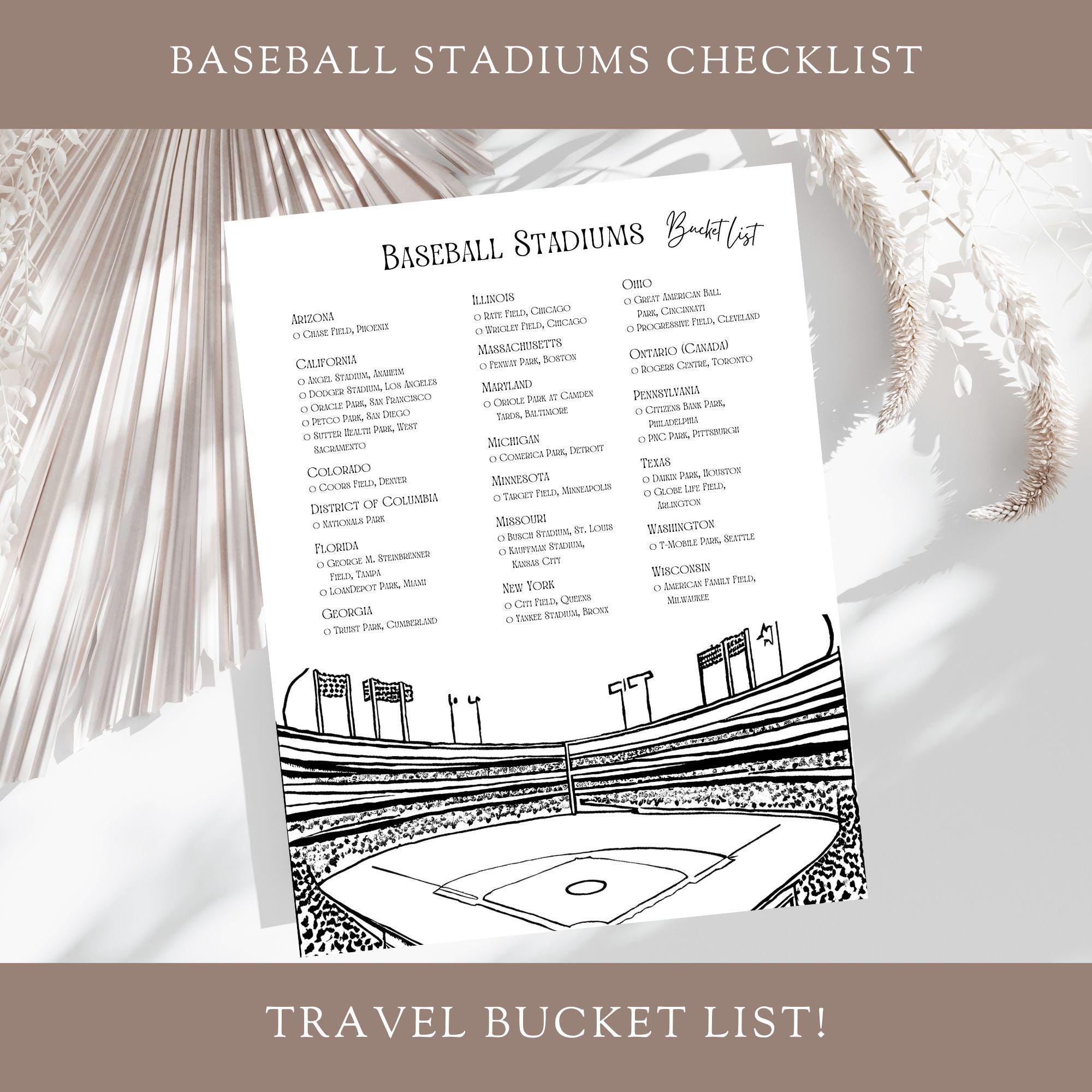US Baseball Stadiums Bucket List: Travel Checklist (PDF) - Etsy