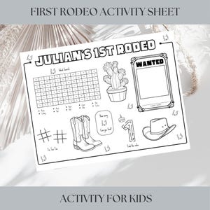 First Rodeo Birthday Party Coloring Page, EDITABLE Kids Activity Sheet ...