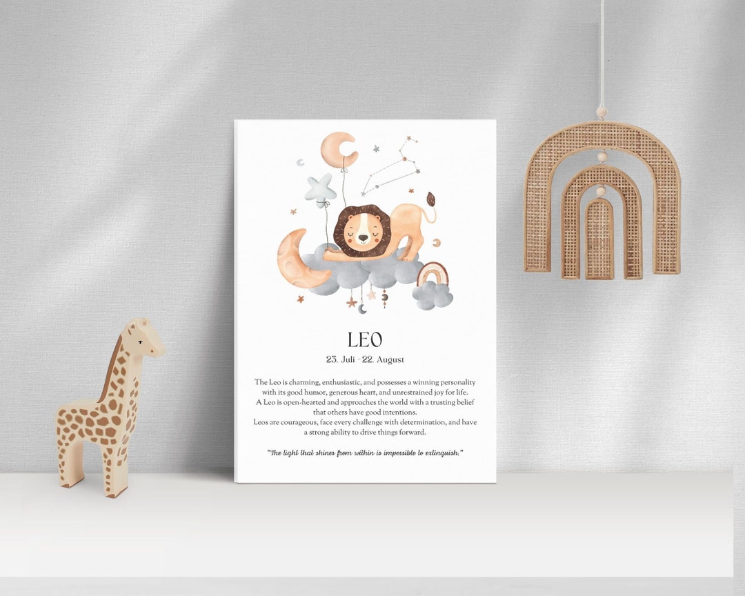 Leo Zodiac Poster: Boho Watercolor Art for Nursery (PDF) - Etsy