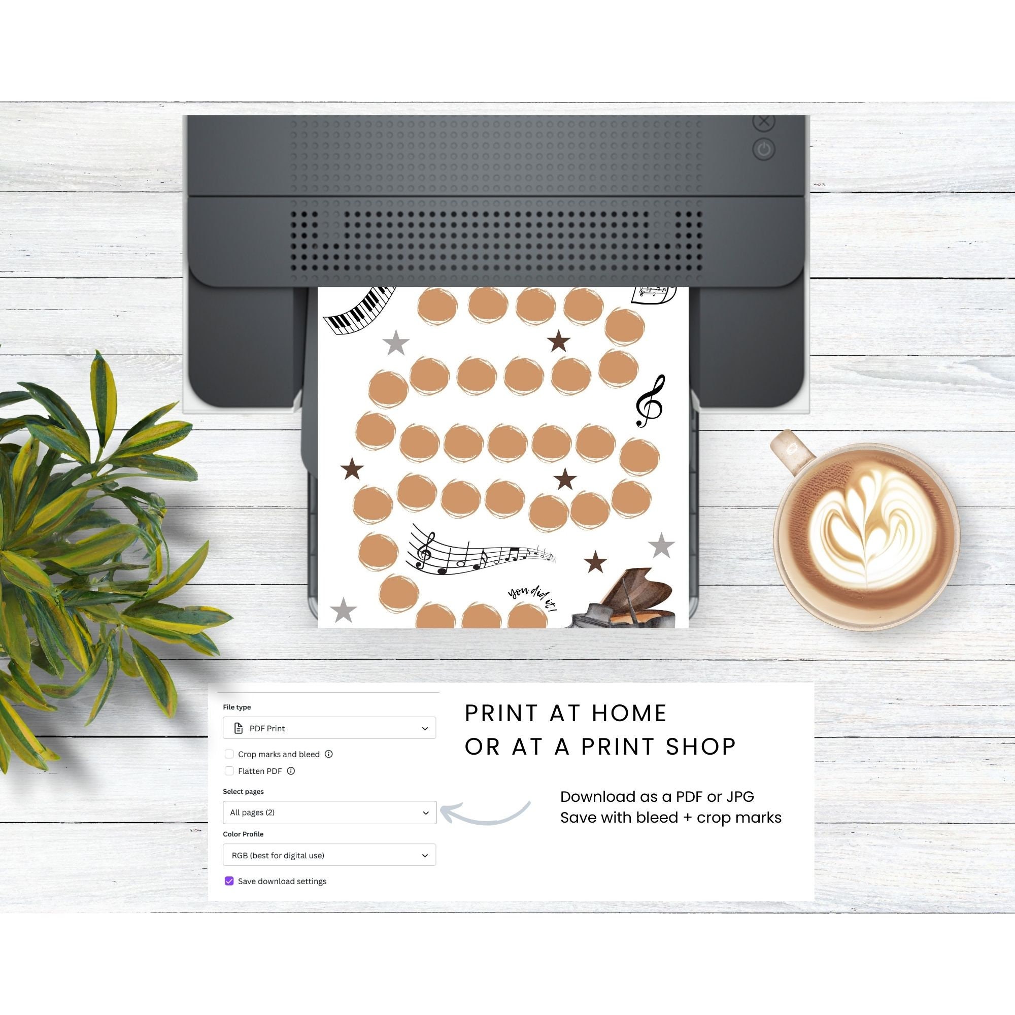 Piano Reward Chart, You Can Do It, Printable Behavior, Children Daily ...