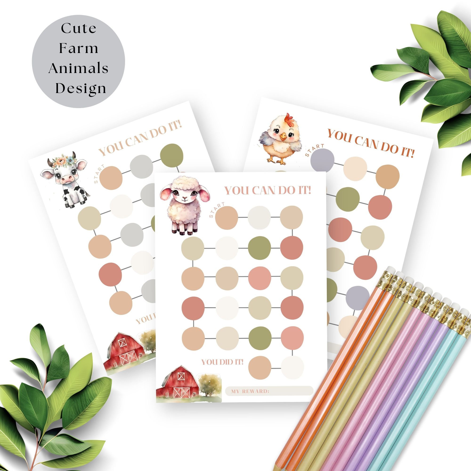 Reward Chart Farm Animals Cute Printable Behavior Chart - Etsy