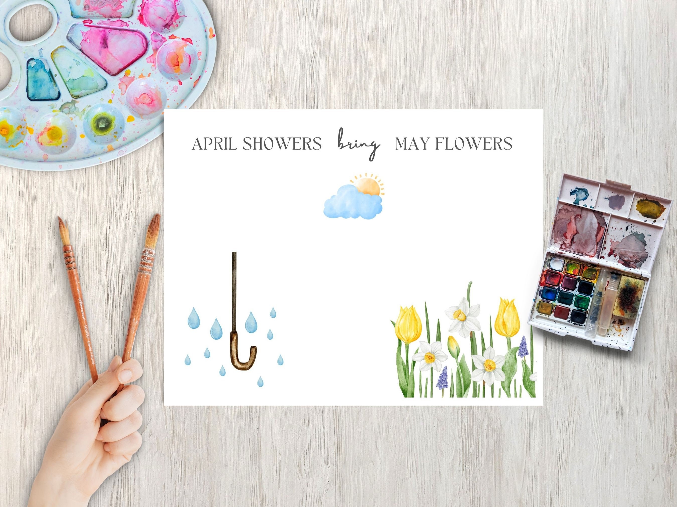 April Showers Activity, Handprint Craft, Kids Homemade Art ...