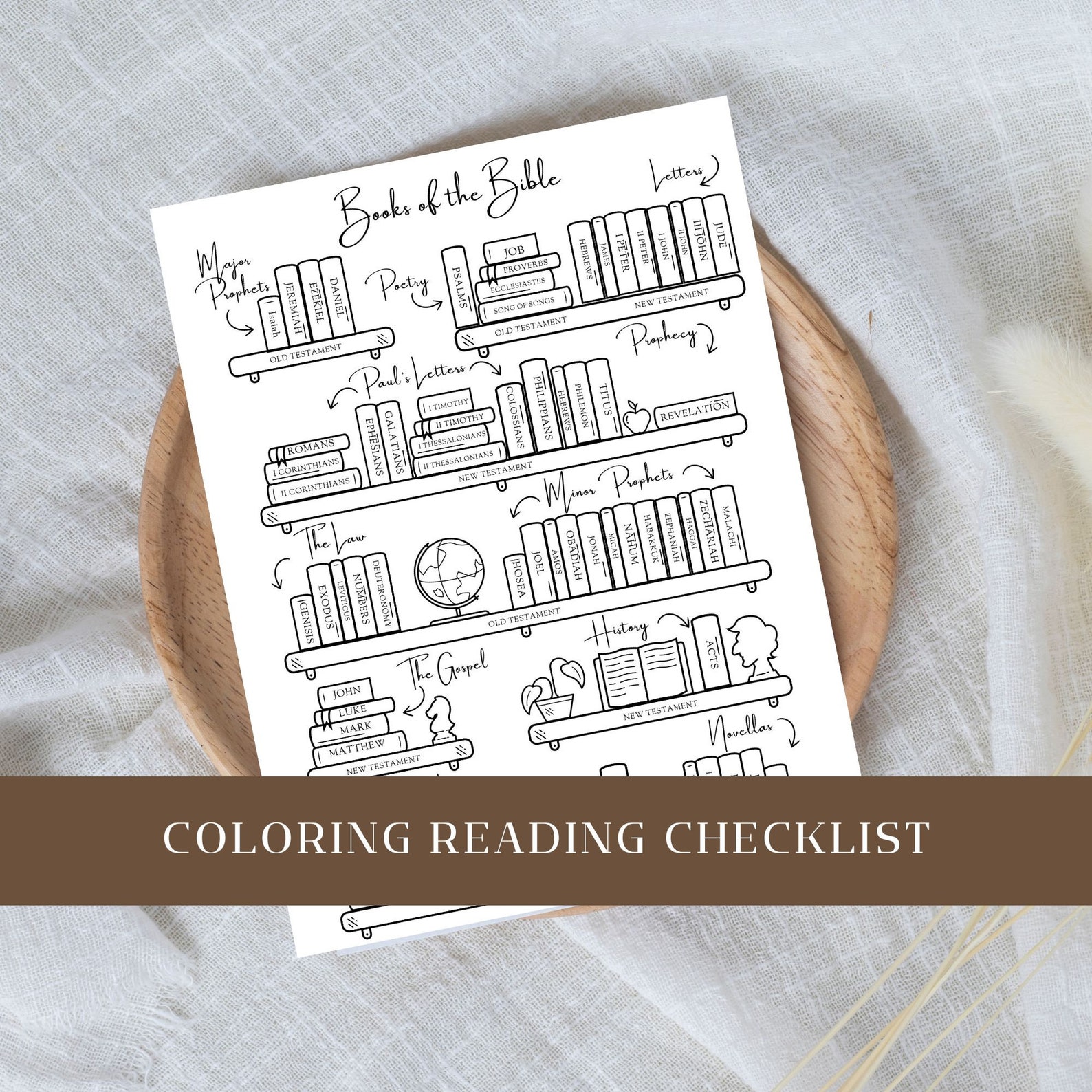 Bible Reading Checklist: Bookshelf Coloring Page (PDF Download) - Etsy