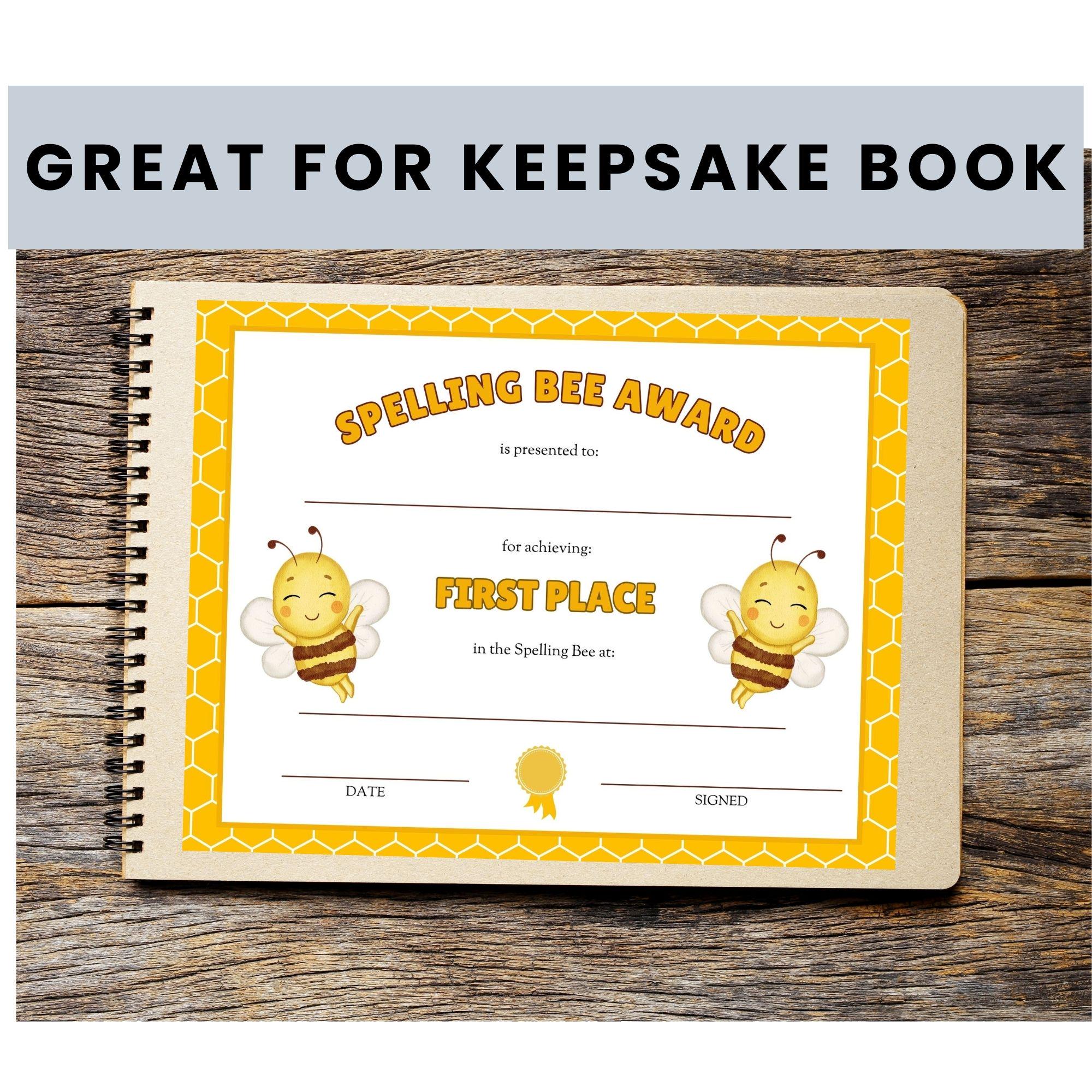 Printable Spelling Bee Award Certificate: First, Second, Third Place ...