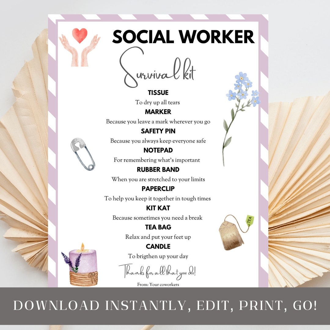 Social Worker Survival Kit Printable: Appreciation Gift (editable ...