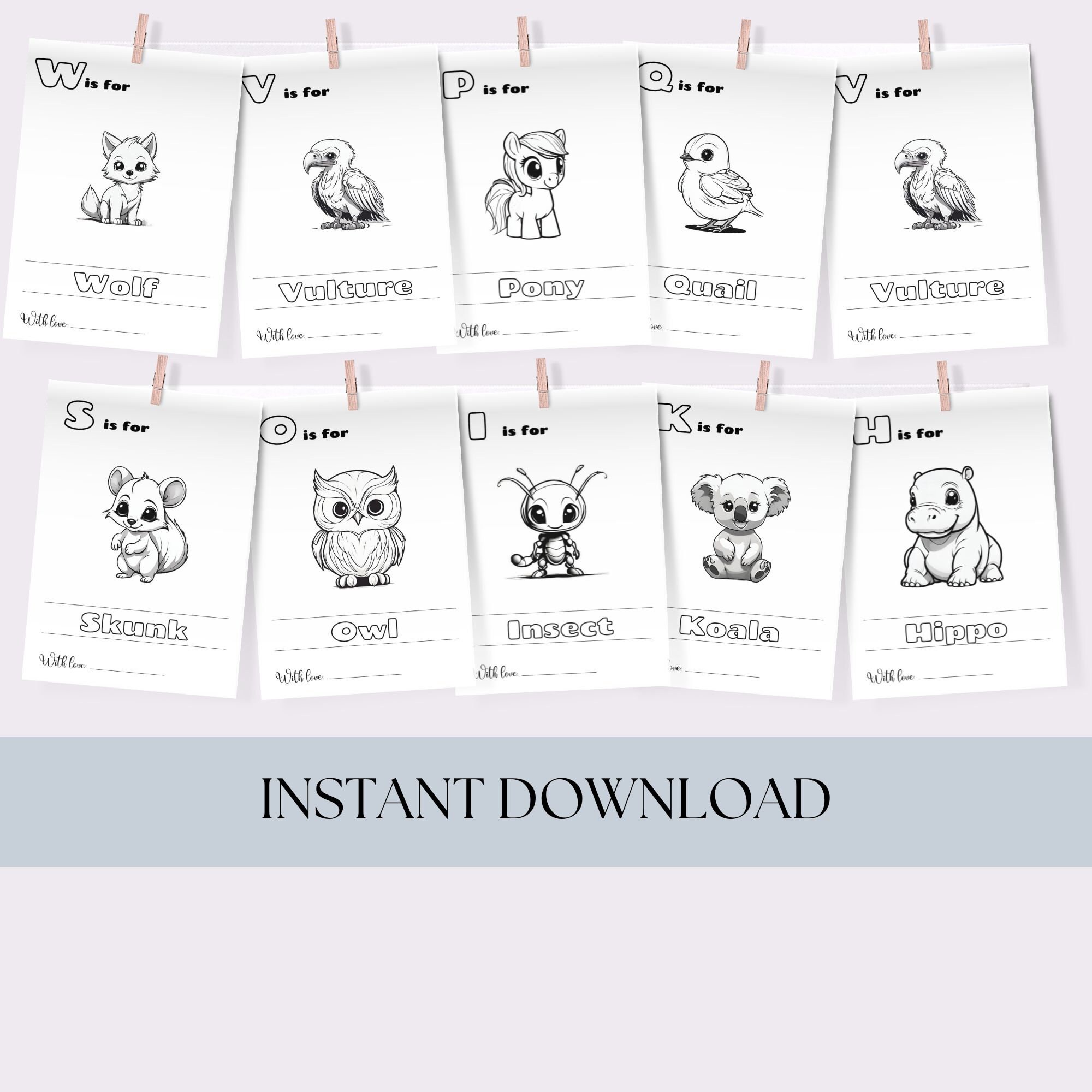 Baby's First ABC Book Baby Shower Game, Animal Alphabet Coloring Pages ...