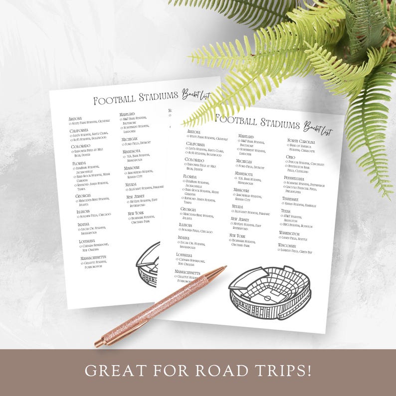 US Football Stadiums Bucket List: Travel Checklist (PDF) - Etsy