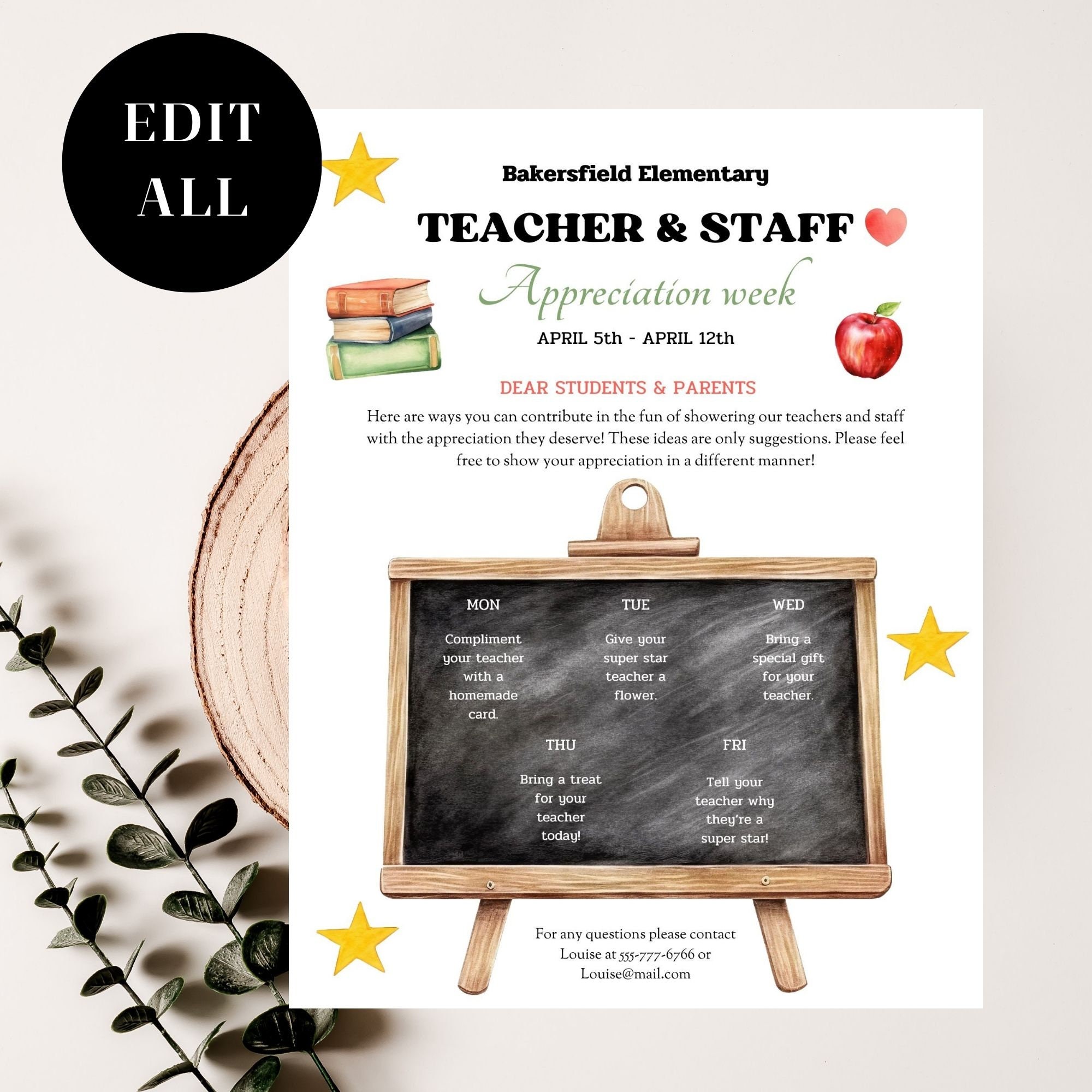 Teacher Appreciation Week Itinerary: Classroom Theme, Editable Canva ...