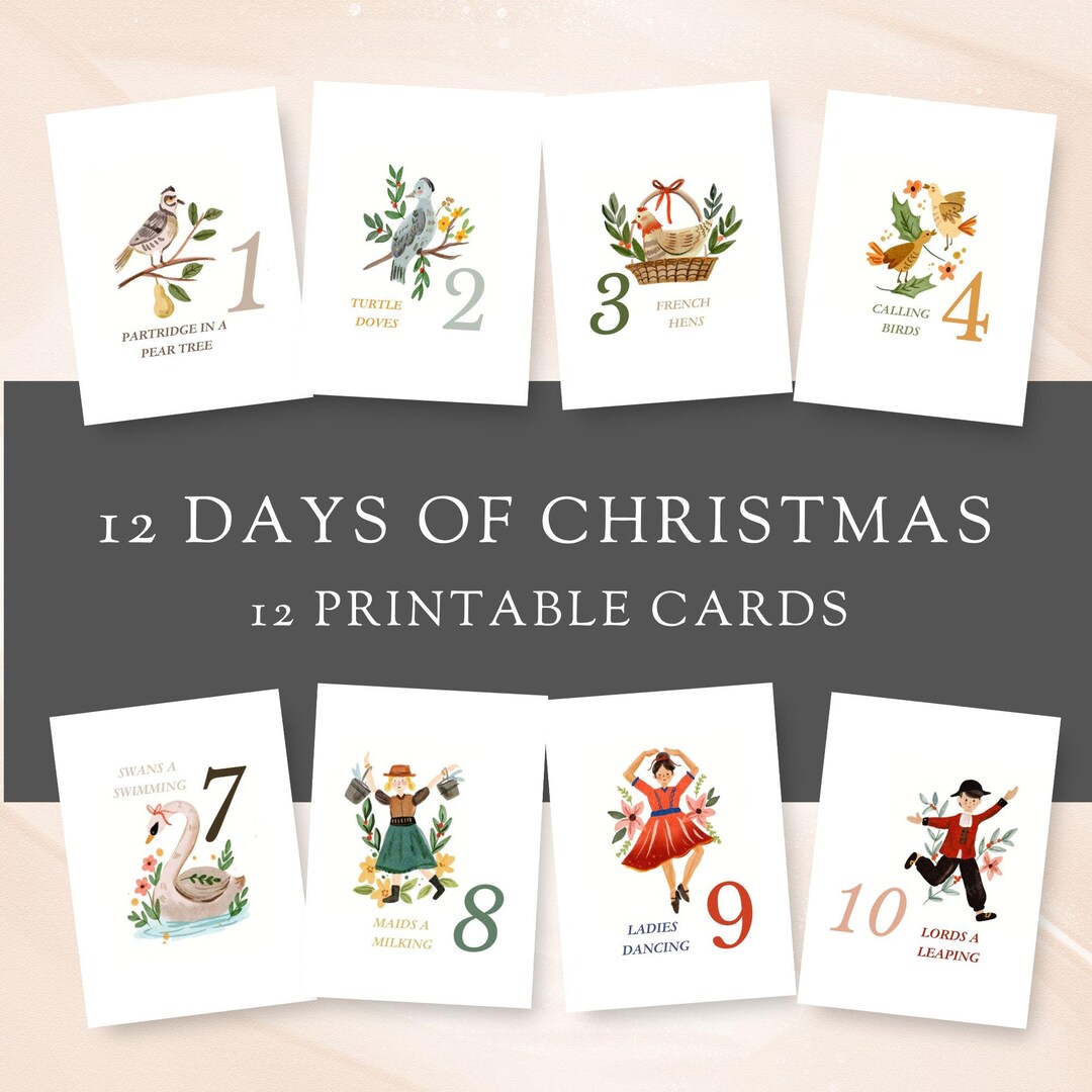 12 Days of Christmas Cards: Printable Holiday Greetings (PDF) - Etsy