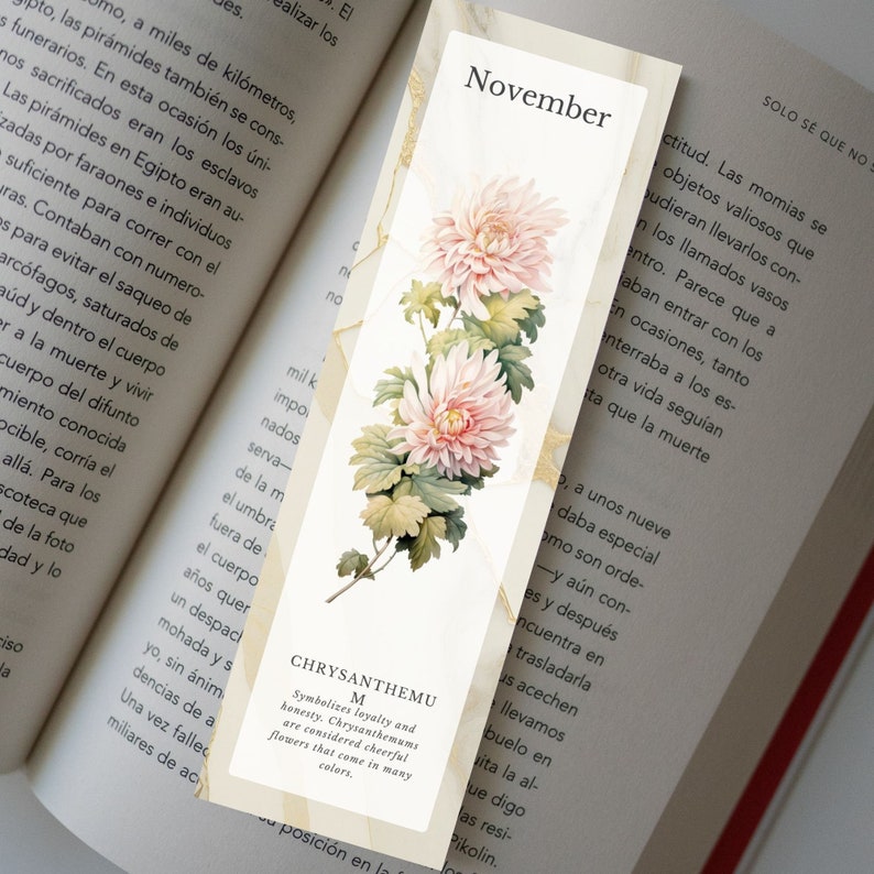 Birth Month Flower Printable Bookmarks, 12 Birth Flower Designs, Book ...