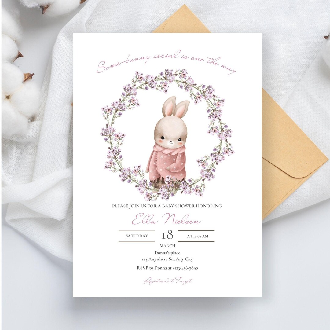 Rabbit Baby Shower Invitation, Somebunny Special is on the Way, Classic ...